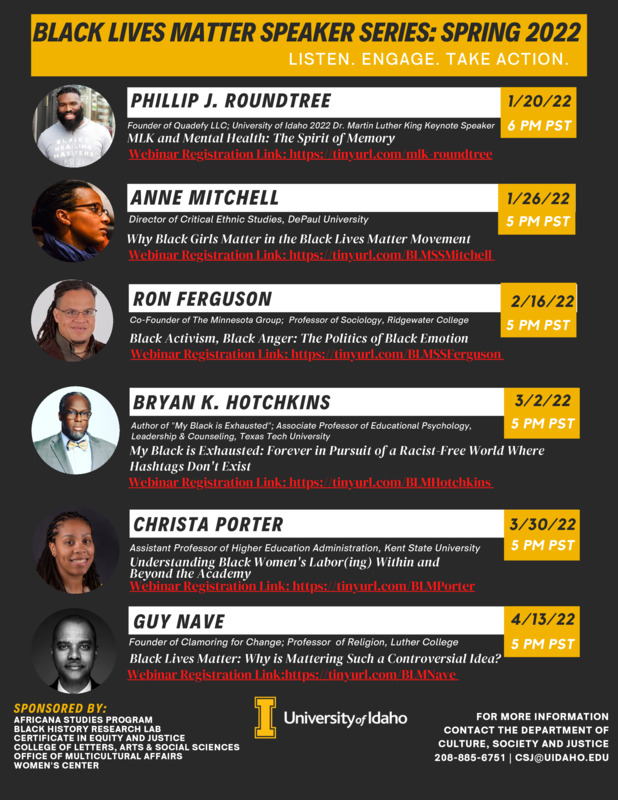 Black Lives Matter Speaker Series Spring 2022 | Black History at the ...