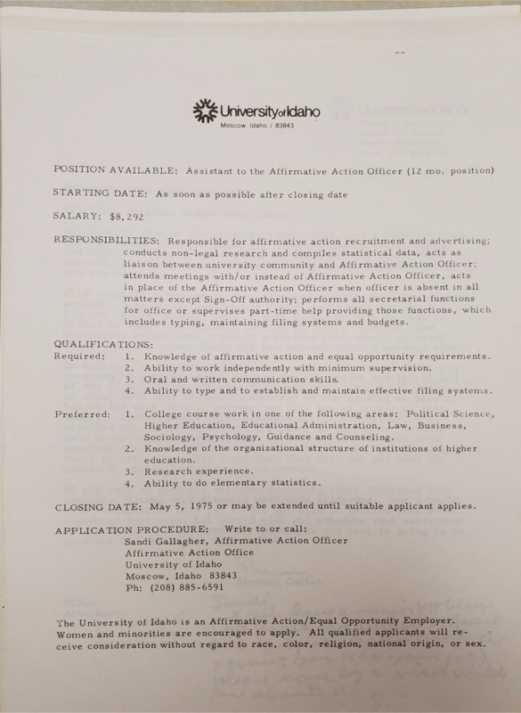 Job posting for Assistant to the Affirmative Action Officer | Black ...