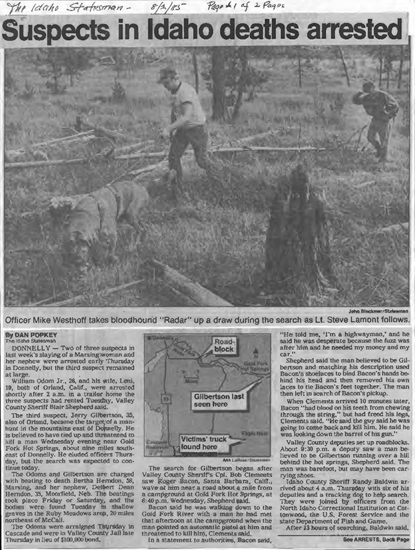Crime: Murder - Herndon, Bertha and Delbert Dean Folder | McCall Public ...